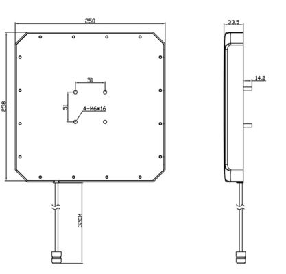 High Gain 9dBi UHF RFID Antenna with Side Lead Connector Circular ...